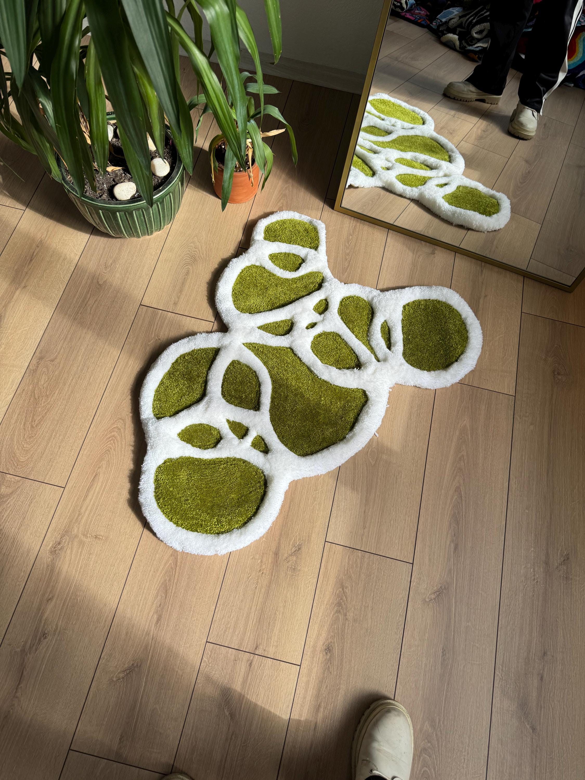 Green Wave Rug - Ocean-inspired Handmade Carpet With Bubbles and ...