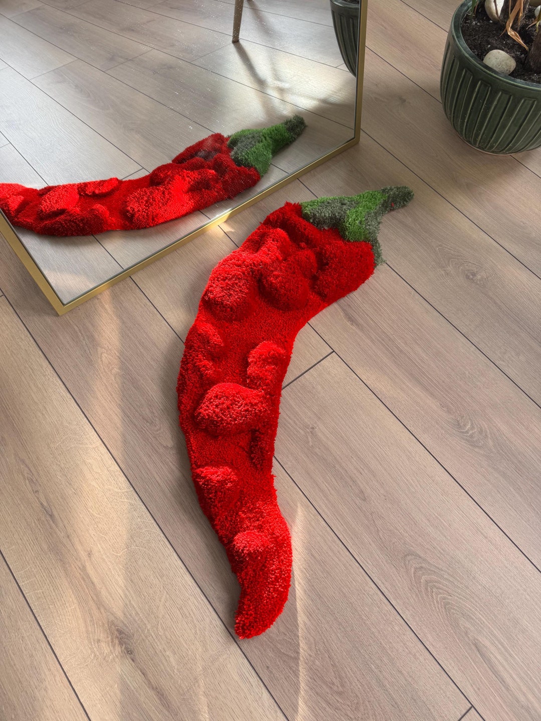 Chili Pepper 3D Fluffy Tufted Rug, Handmade Rugs, Kitchen Rugs, Kitchen ...