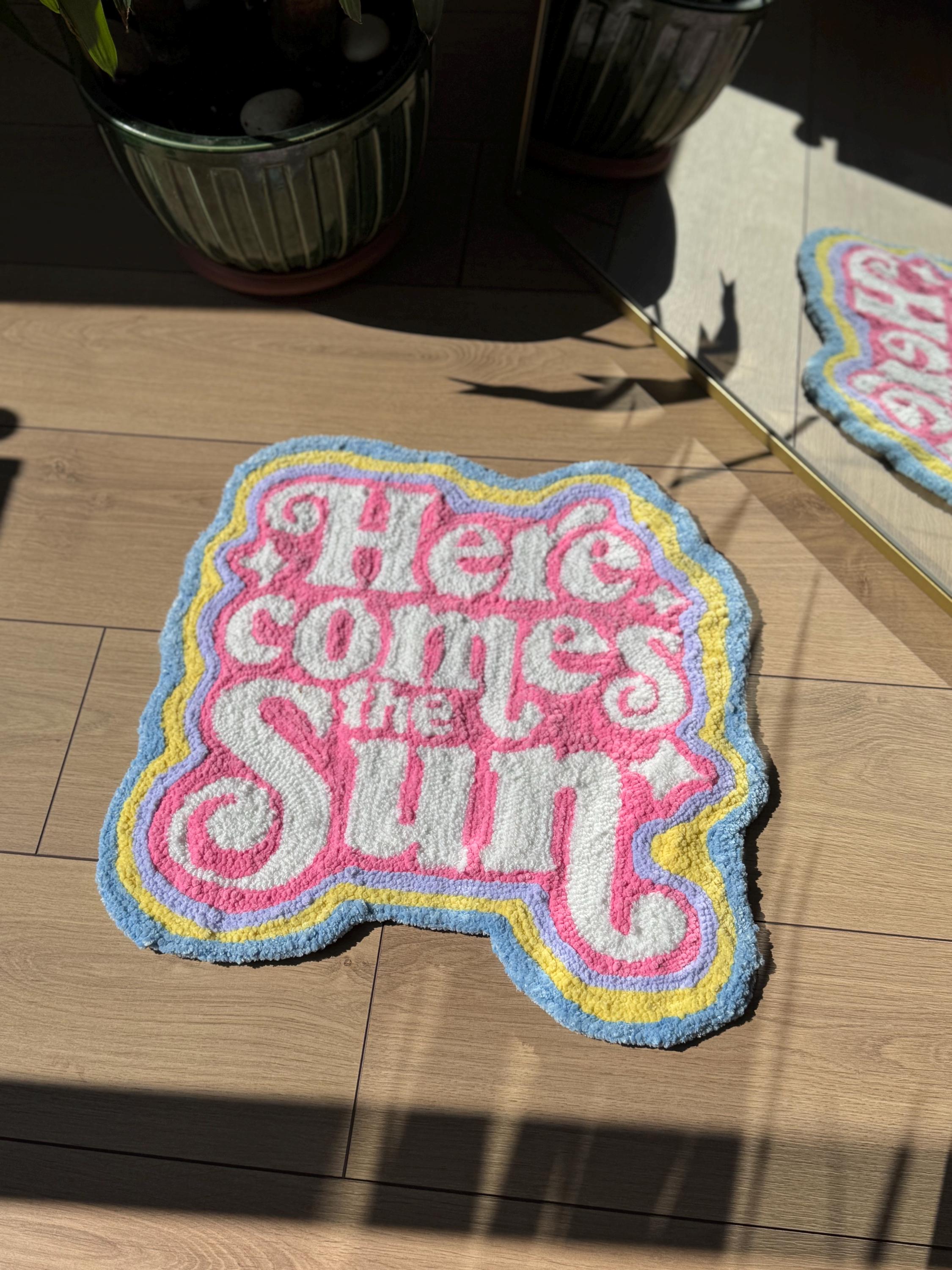 Here Comes the Sun Rug – Handmade Soft Tufted Carpet – Positive Retro ...