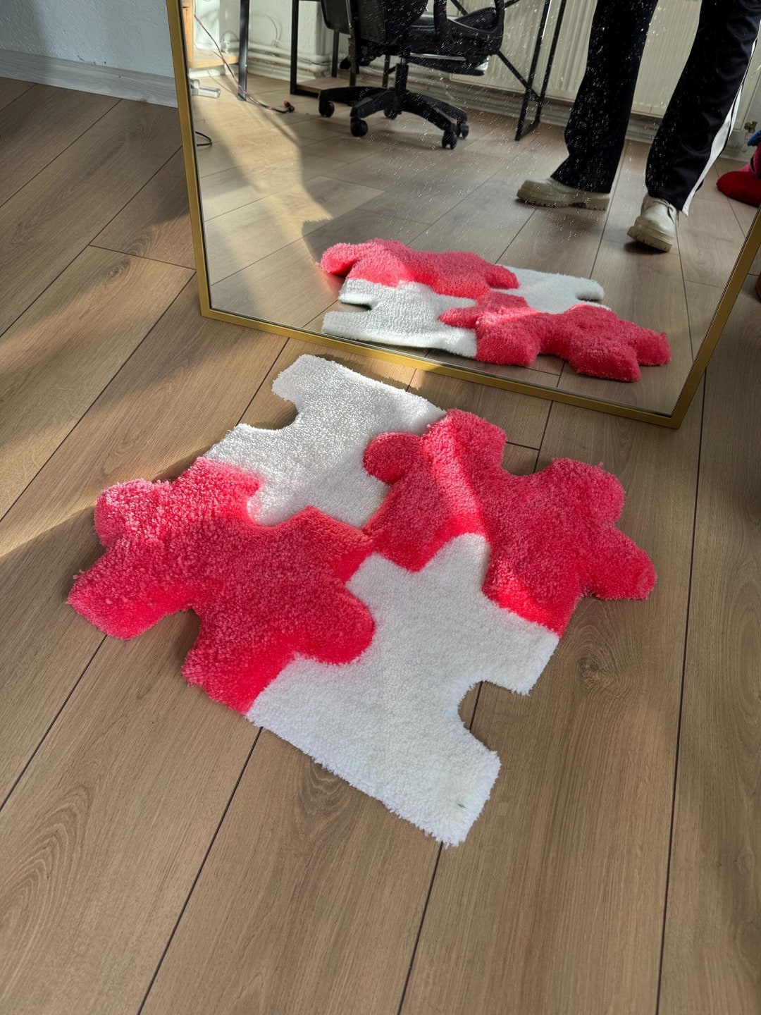 Puzzle Pieces 3D Fluffy Handmade Tufted Rug, Pink Rugs, Pink Home Decor ...