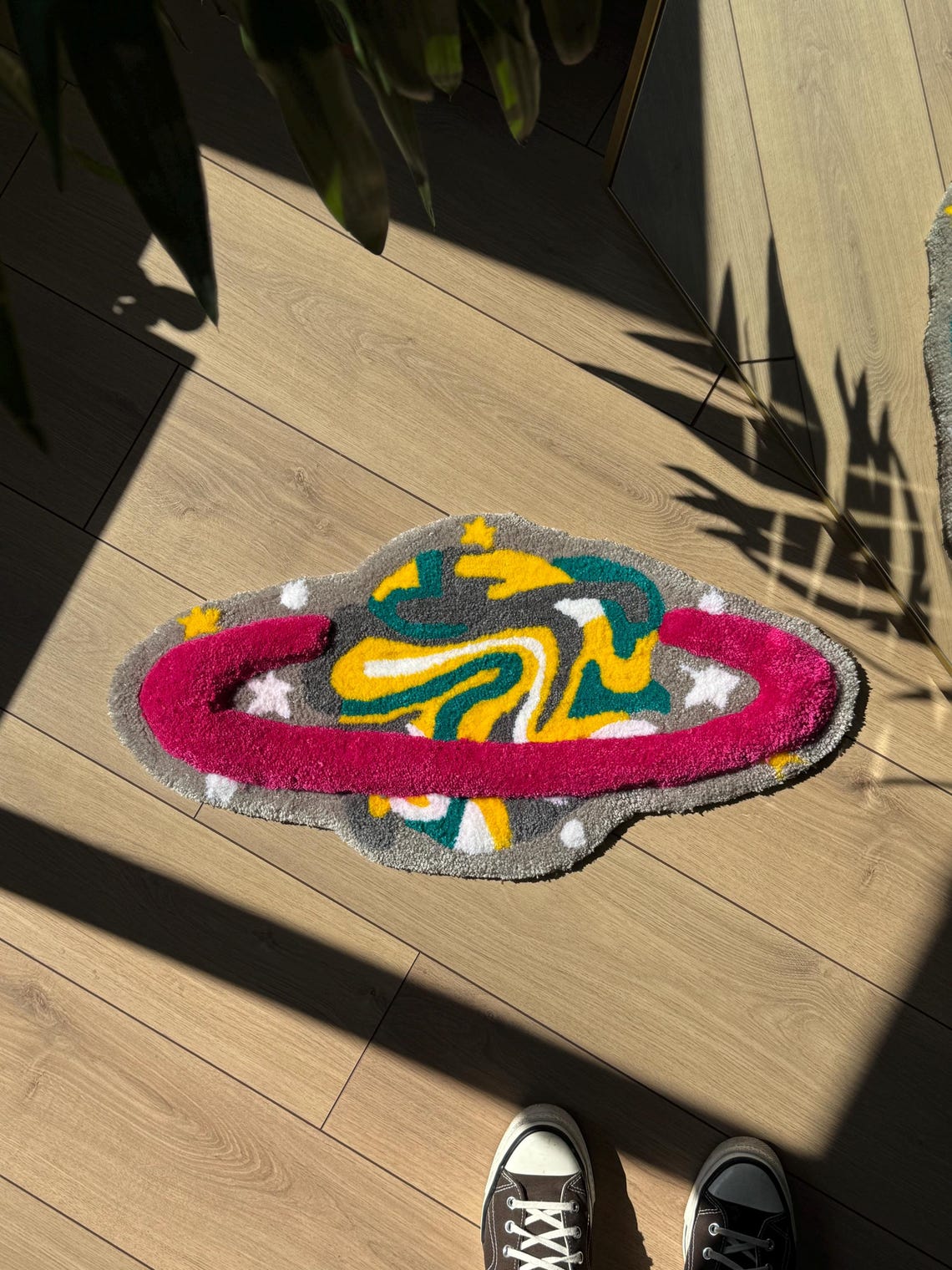 Saturn Tufted Rug – 3D Fluffy Handmade Planet Carpet – Space Inspired ...