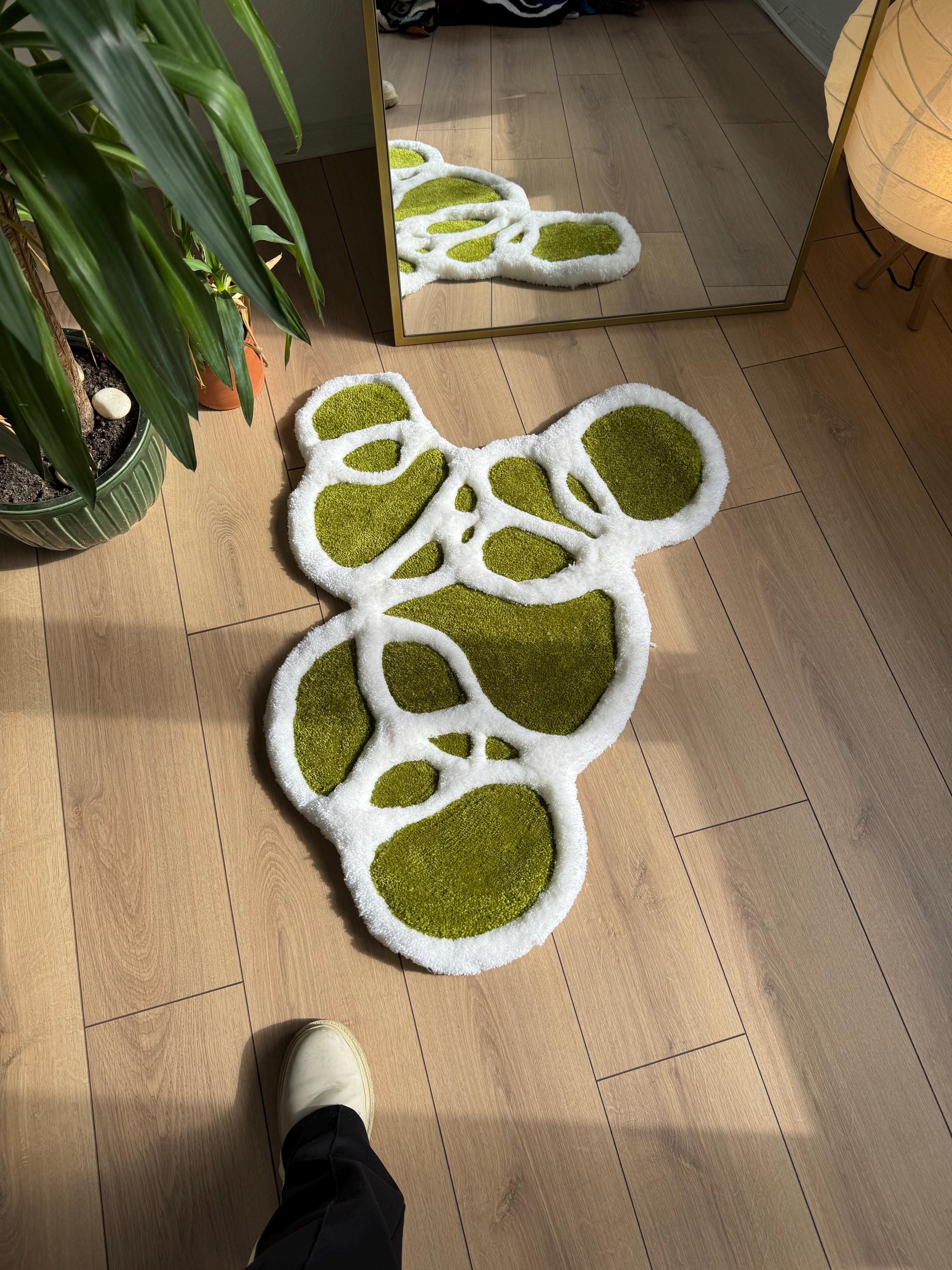 Green Wave Rug - Ocean-inspired Handmade Carpet With Bubbles and ...