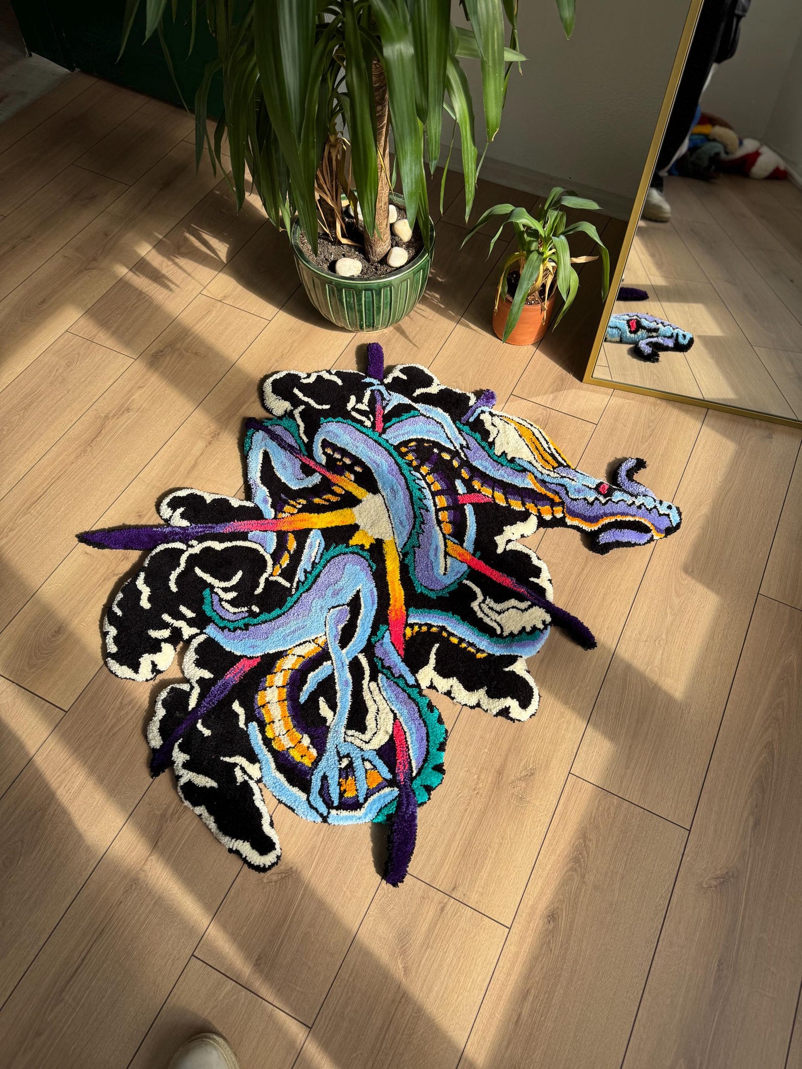 Handmade Dragon Rug - Unique Oriental Design, Mystical Dragon Carpet ...