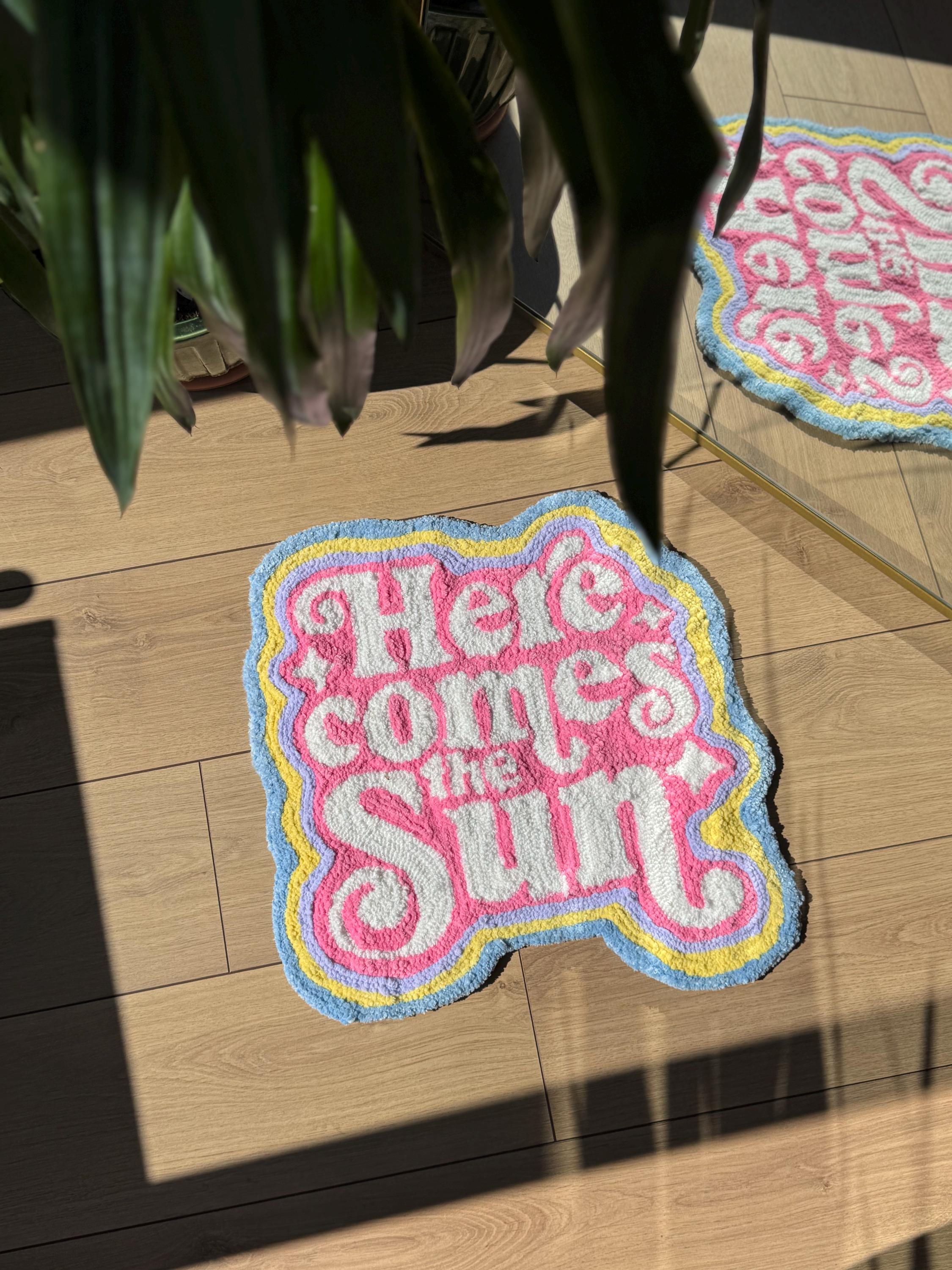 Here Comes the Sun Rug – Handmade Soft Tufted Carpet – Positive Retro ...