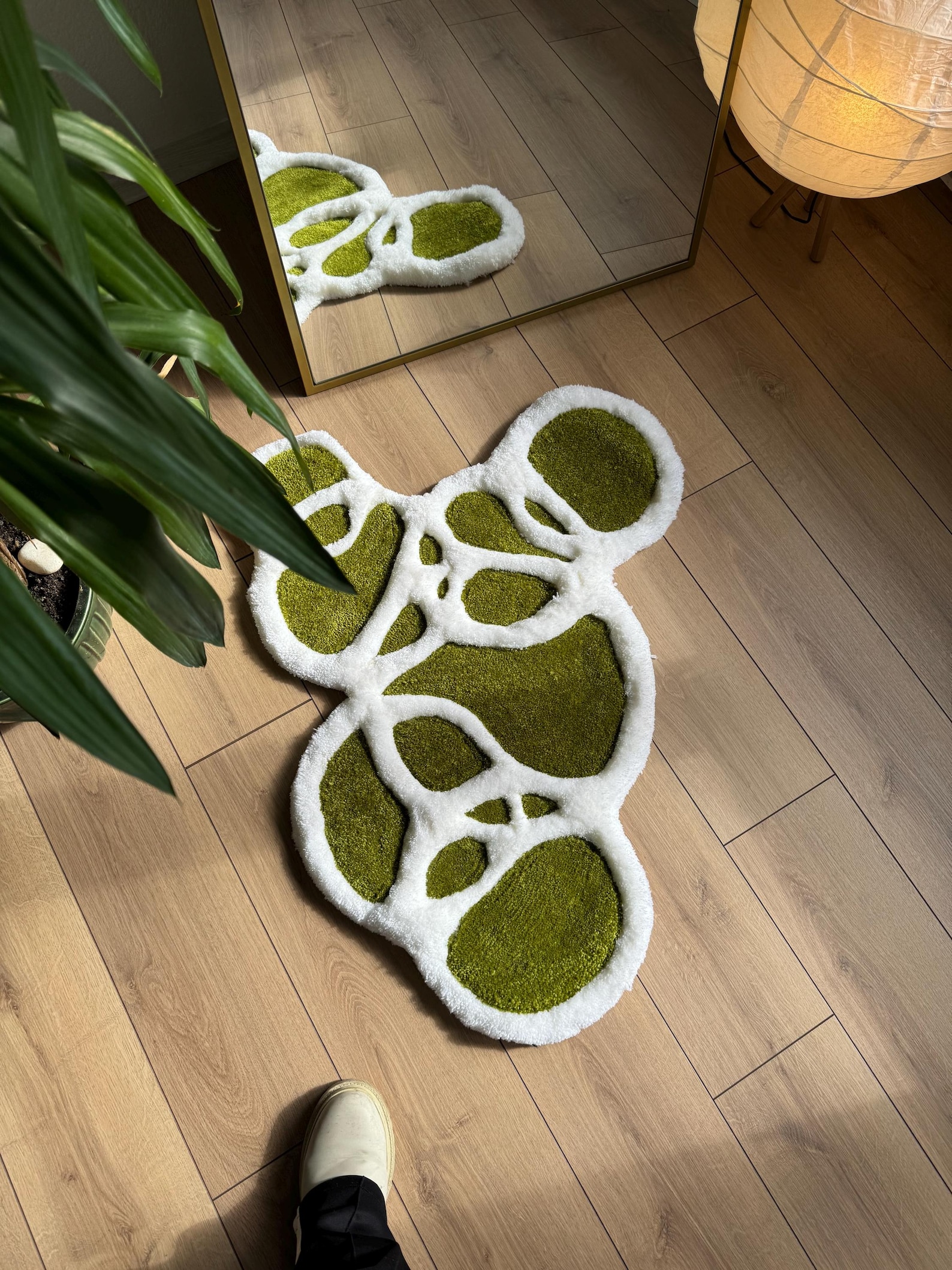 Green Wave Rug - Ocean-inspired Handmade Carpet With Bubbles and ...