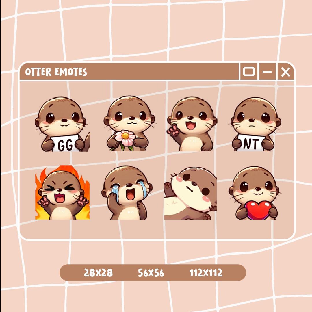 Cute Otter Emotes: Twitch & Discord Pack (digital Download) - Etsy