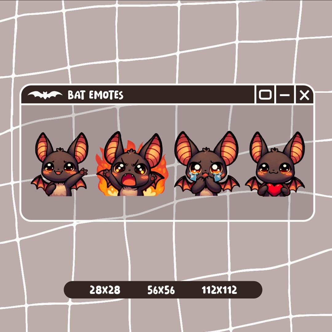 Cute Bat Emotes / Pack X 4 / Cute Emotes / Twitch and Discord - Etsy