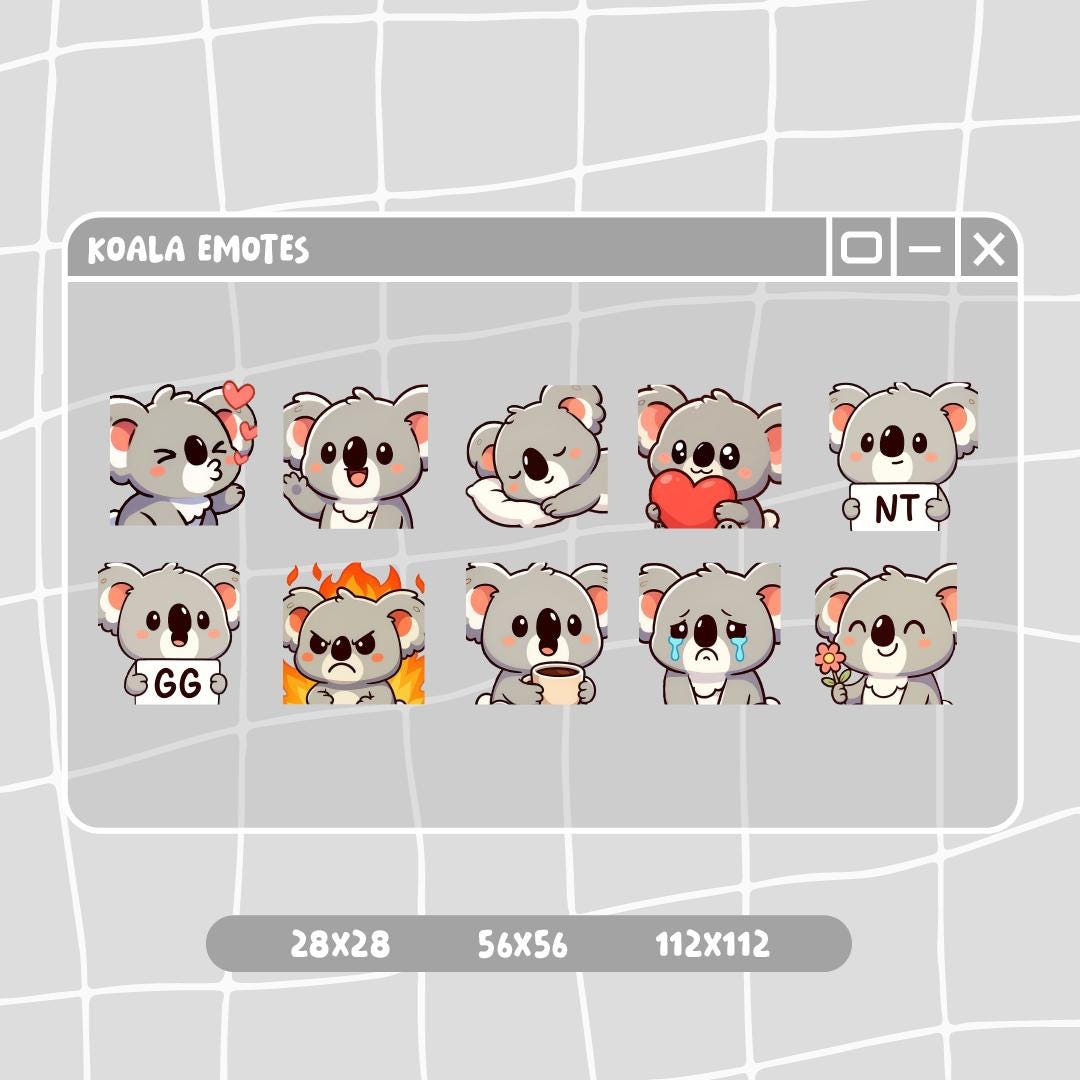 Koala Emotes / Pack X 10 / Cute Emotes / Twitch and Discord - Etsy