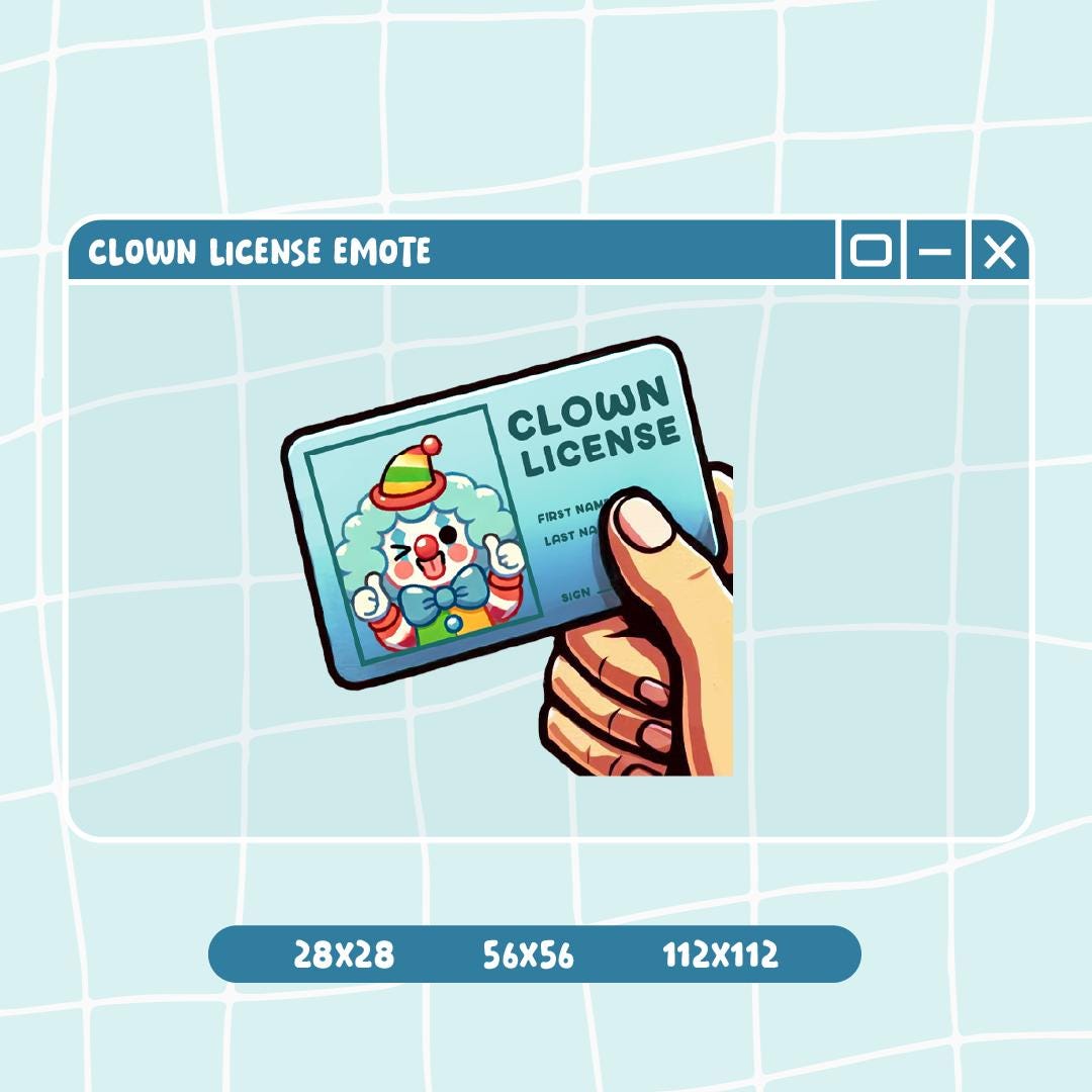 Clown License Emote / Emote Meme / Twitch and Discord - Etsy