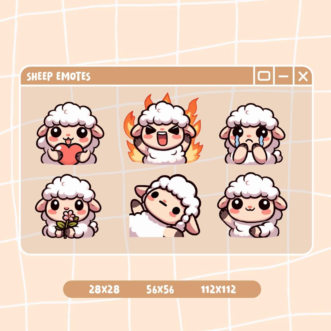 Cute Sheep Emotes / Pack X 6 / Cute Emotes / Twitch and Discord - Etsy