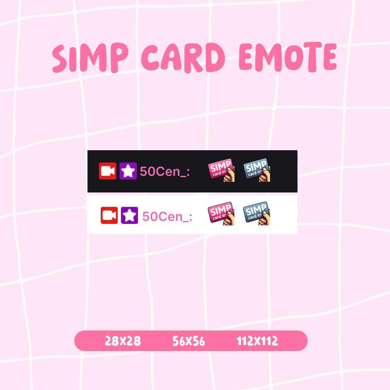 Simp Card Emote / Pink and Blue / Emote Meme / Twitch and Discord - Etsy