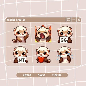 Cute Ferret Emotes / Pack X 6 / Cute Emotes / Twitch and Discord - Etsy