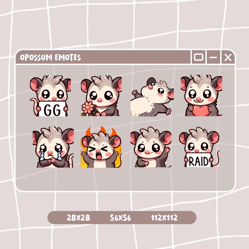 Cute Opossum Emotes, Streaming Twitch Discord Pack (digital Download ...