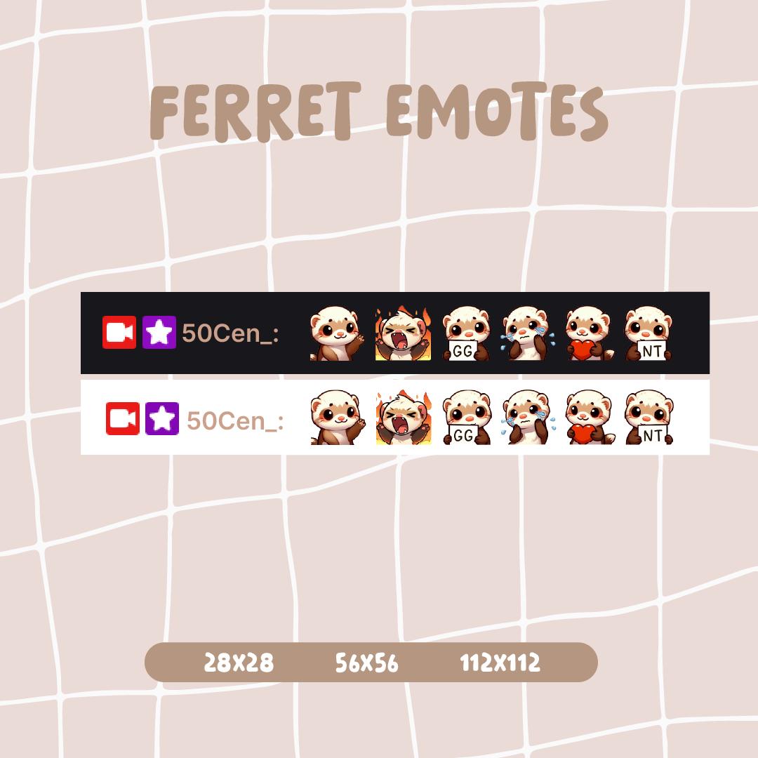 Cute Ferret Emotes Pack, Twitch & Discord (digital Download) - Etsy