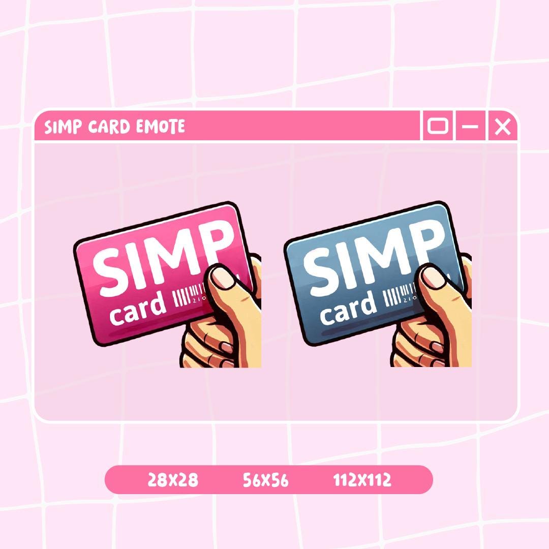 Simp Card Emote / Pink and Blue / Emote Meme / Twitch and Discord - Etsy