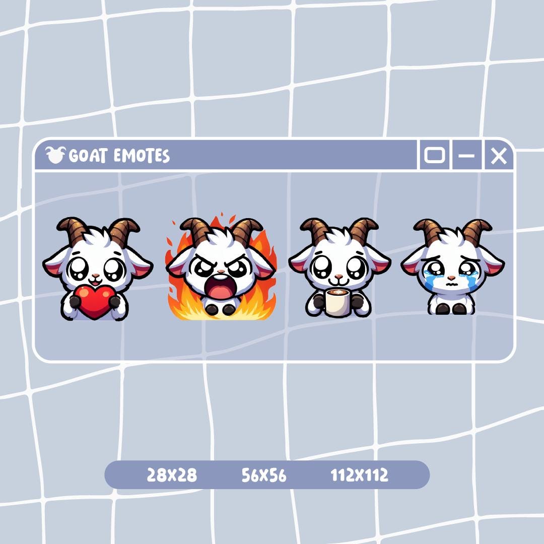 Cute Goat Emotes, Streaming Overlay for Twitch and Discord (digital ...