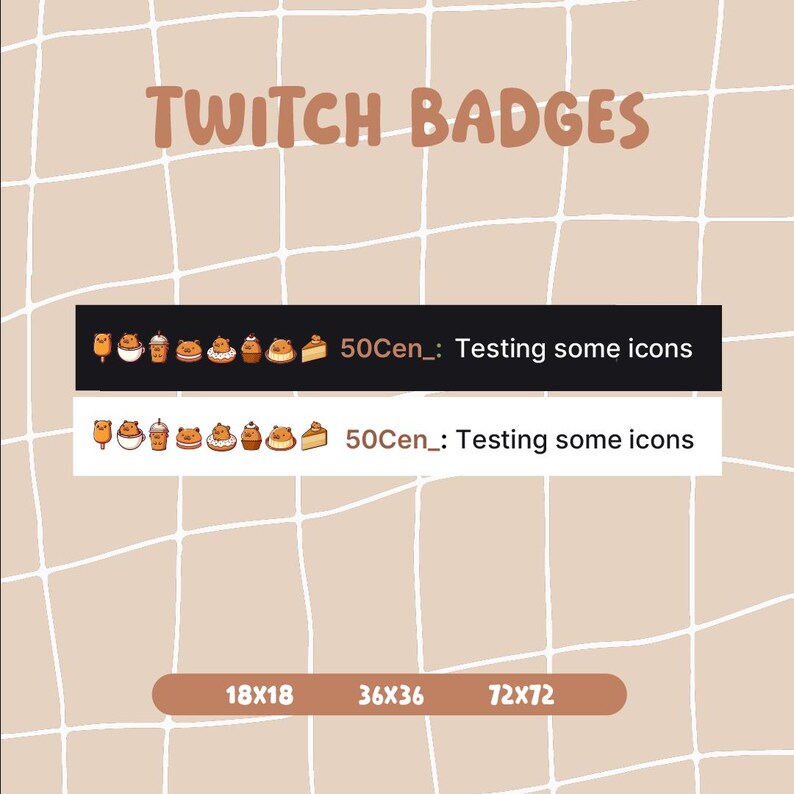 Capybara Twitch Badges / Pack X 8 / Cute Badges / Capybara Desserts ...