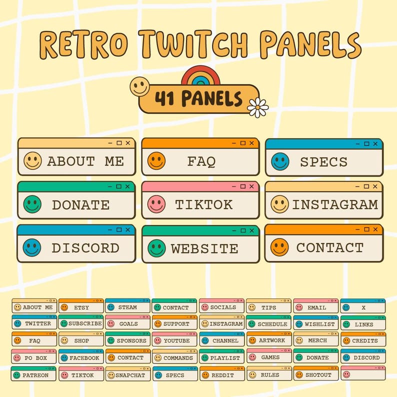 Retro Twitch Panels X 41 / Cute Color Panels / Retro Vintage Computer ...