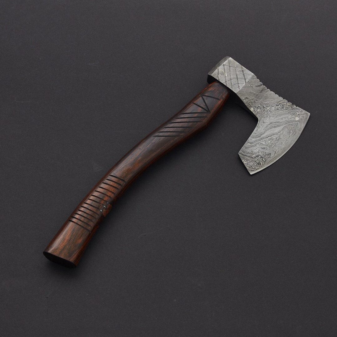 Handcrafted Damascus Steel Axe - Durable Sharp for Hunting Woodworking ...