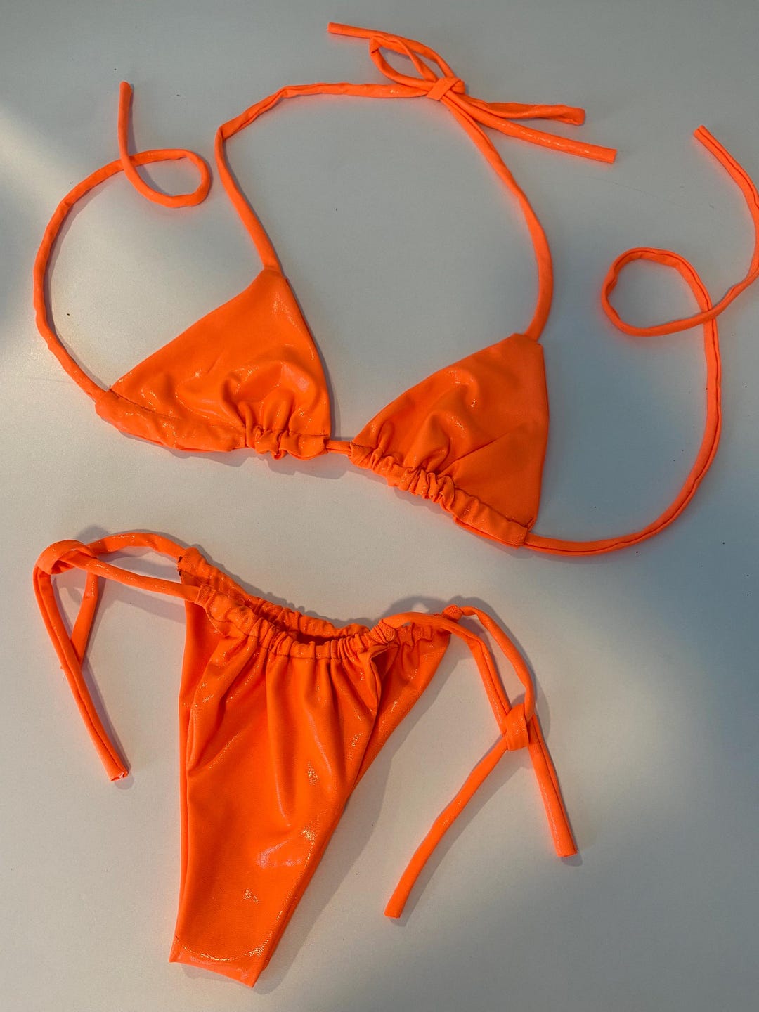Tangerine Orange Triangle Top String Bikini - Etsy