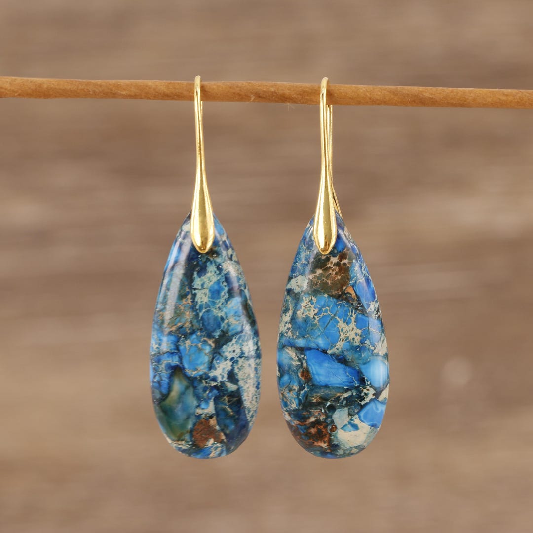 Sea Sediment Drop Earrings - Jasper Drop Earrings - Women's Jewelry ...