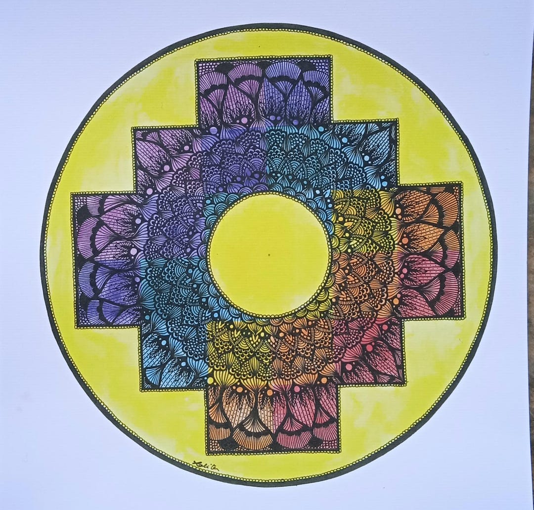 Watercolor Reproduction Chakana Large Sacred Andean Cross Magic Symbol ...