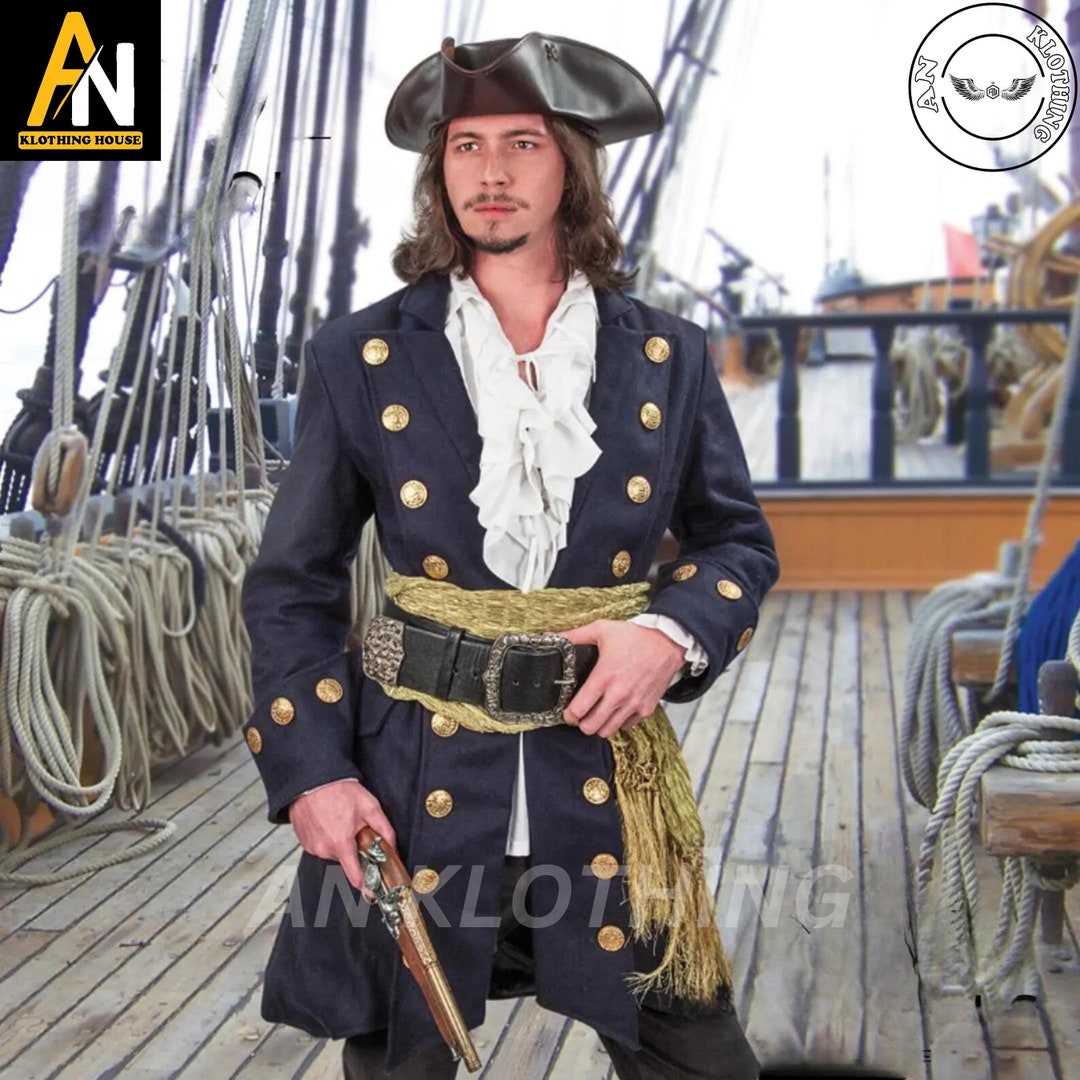 Pirate Costume - Blackbeard Pirate Coat - Buccaneer Halloween Coat ...