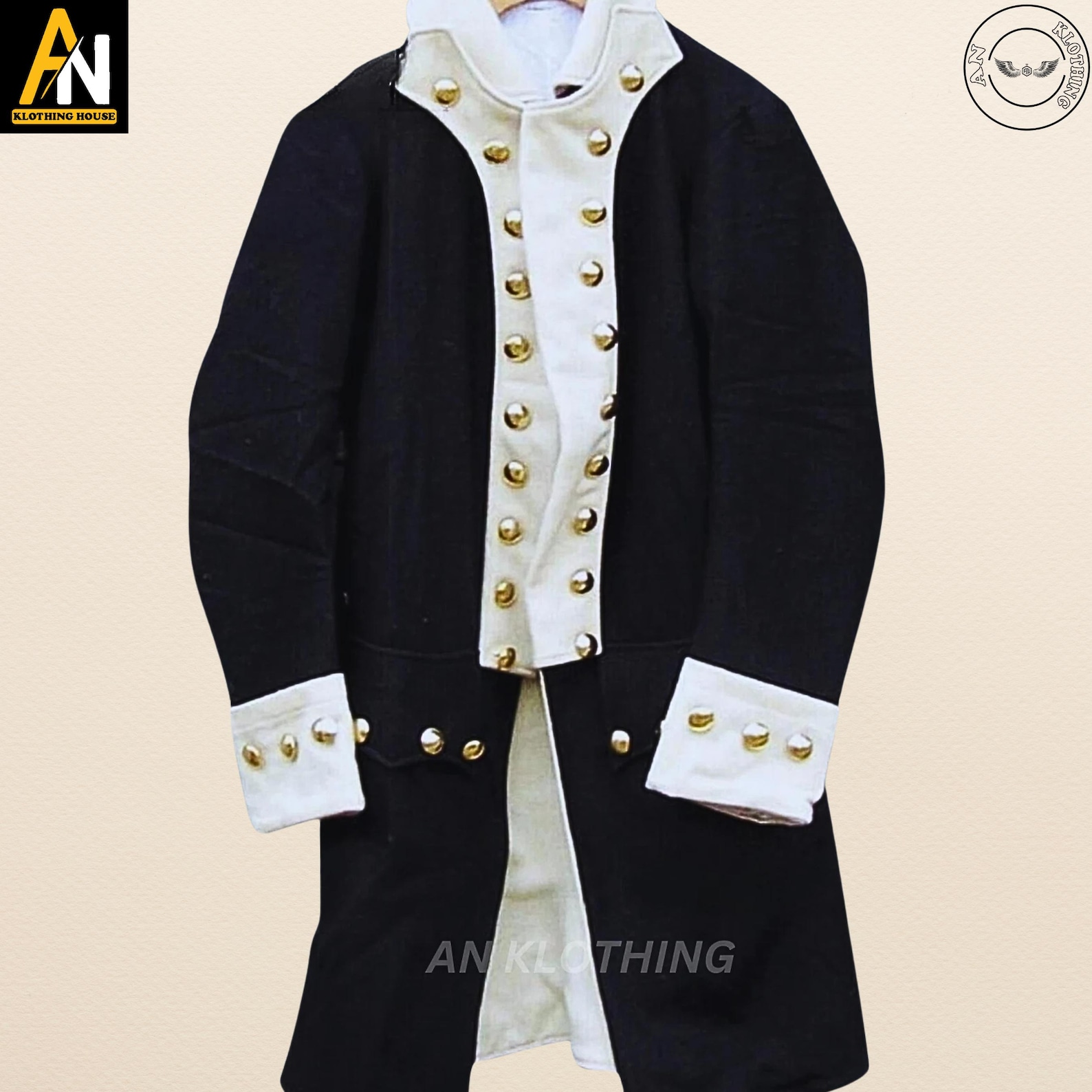 New George Washington Uniform - Black - White Wool - Continental Army ...