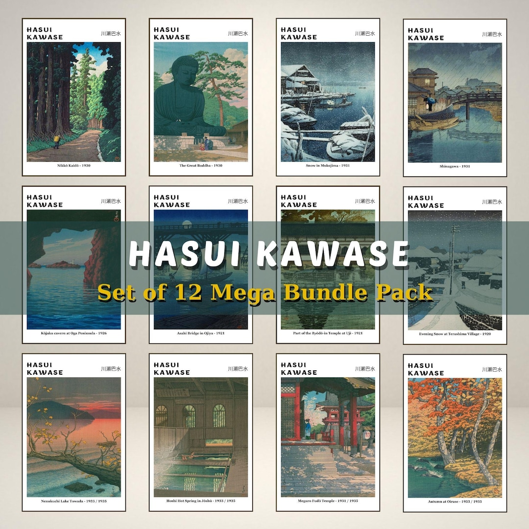 Hasui Kawase Set of 12 Famous Artwork Collection, Japanese Exhibition ...