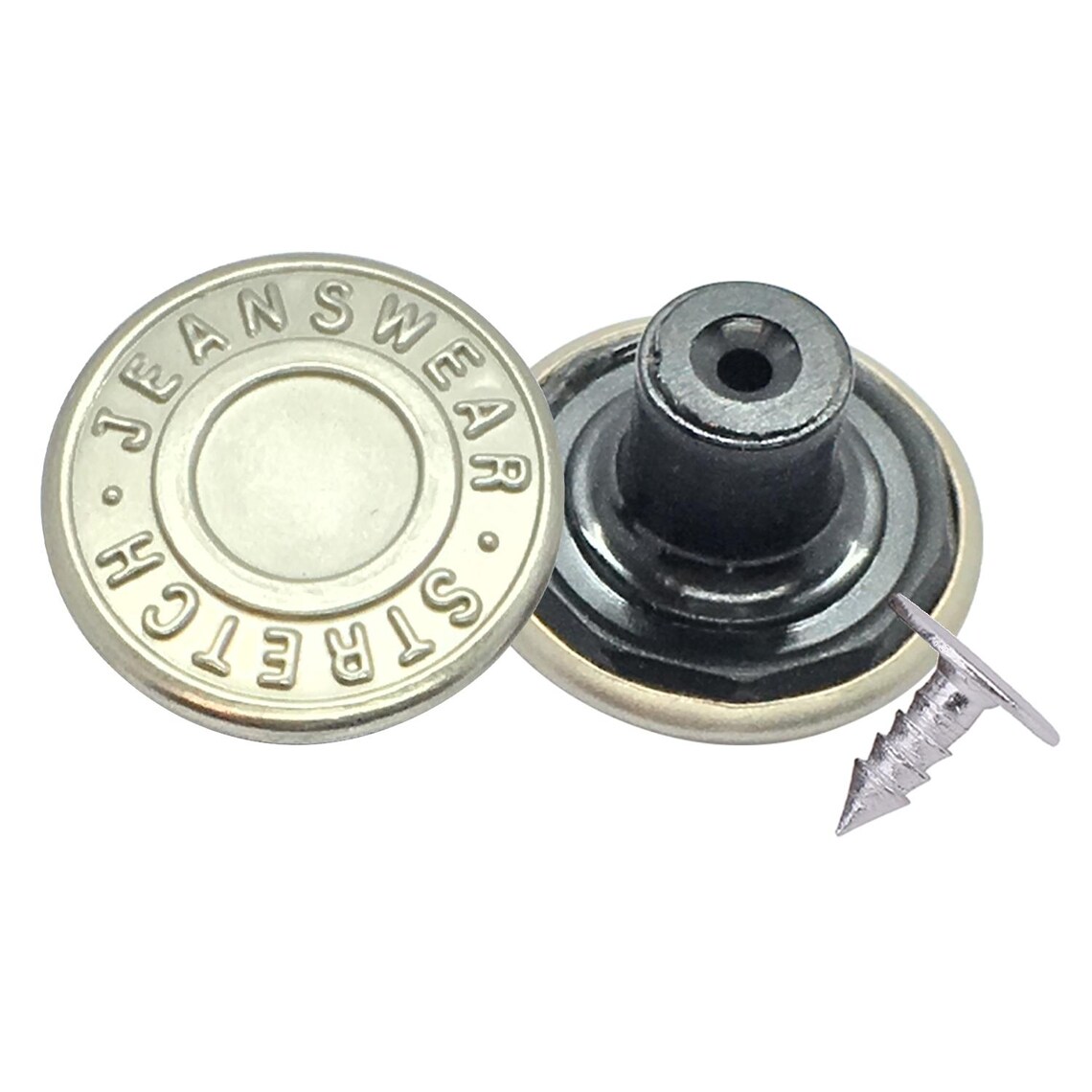 17mm Silver Brass Replacement Jeans Button Fastener With Back Pin Hand ...