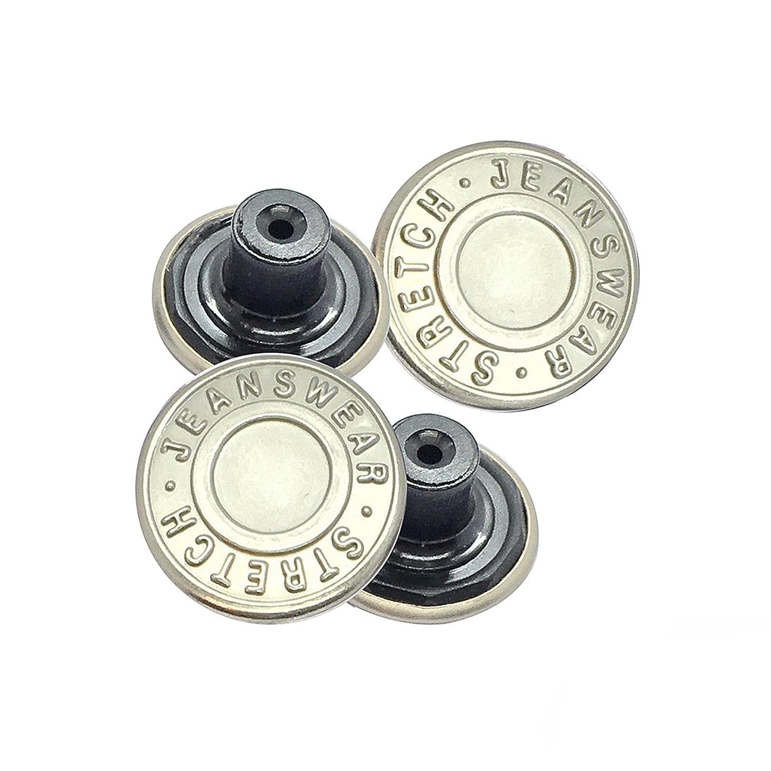 17mm Silver Brass Replacement Jeans Button Fastener With Back Pin Hand ...