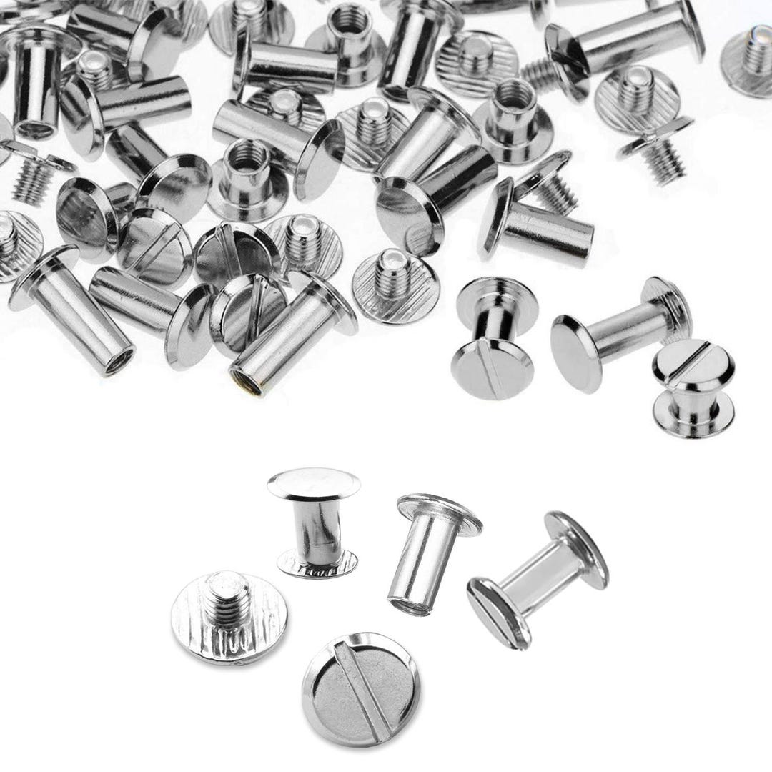 Silver Chicago Screw Rivets: 10mm X 12mm Brass Fasteners - Etsy