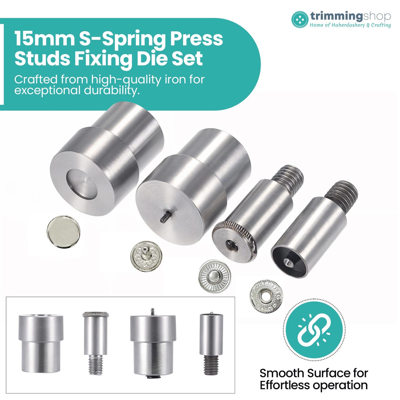 15mm S-spring Press Studs, Green Machine Compatible Die Set, 10 Sets - Etsy