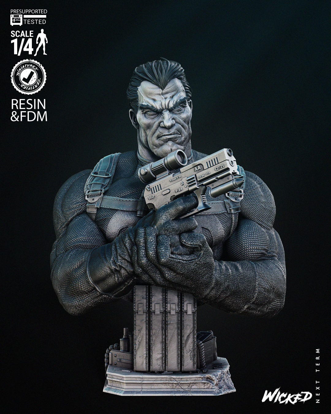 Punisher Fan Art. High Definition 3D Resin Bust of the Vigilante to ...