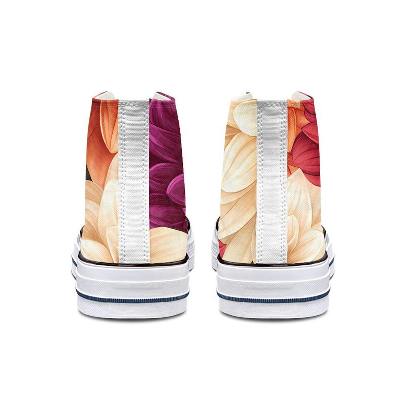 High Top Trendy Sneakers, Floral Pattern Canvas Shoes, Fashionable ...