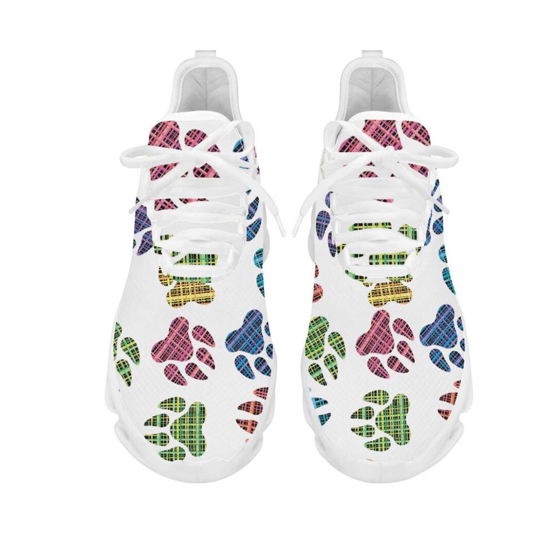Custom Pet Personalization Dog Paw Shoes Sneakers, Colorful Paw Print ...