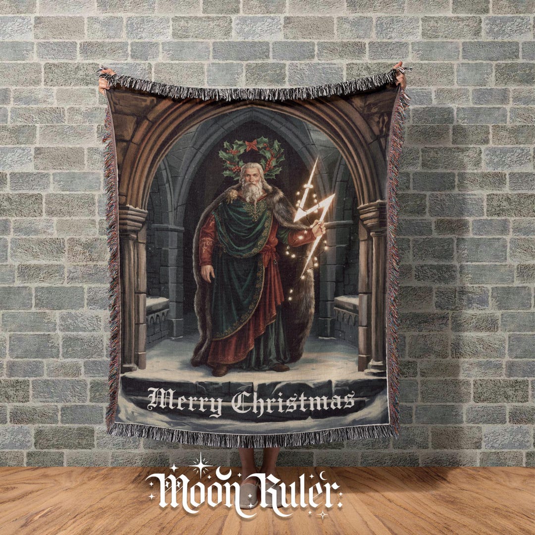 Zeus Christmas Throw Blanket – Mythological Yule Decor With Lightning ...