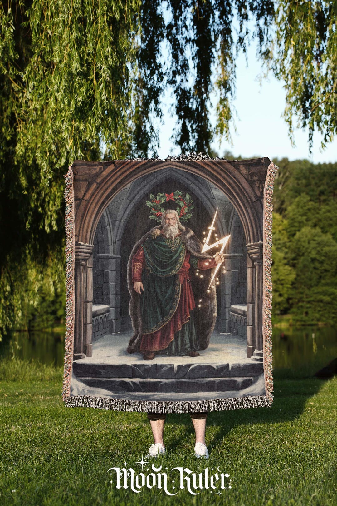 Mythical Pagan Woven Blanket – Zeus Christmas Decor Lightning Bolt ...