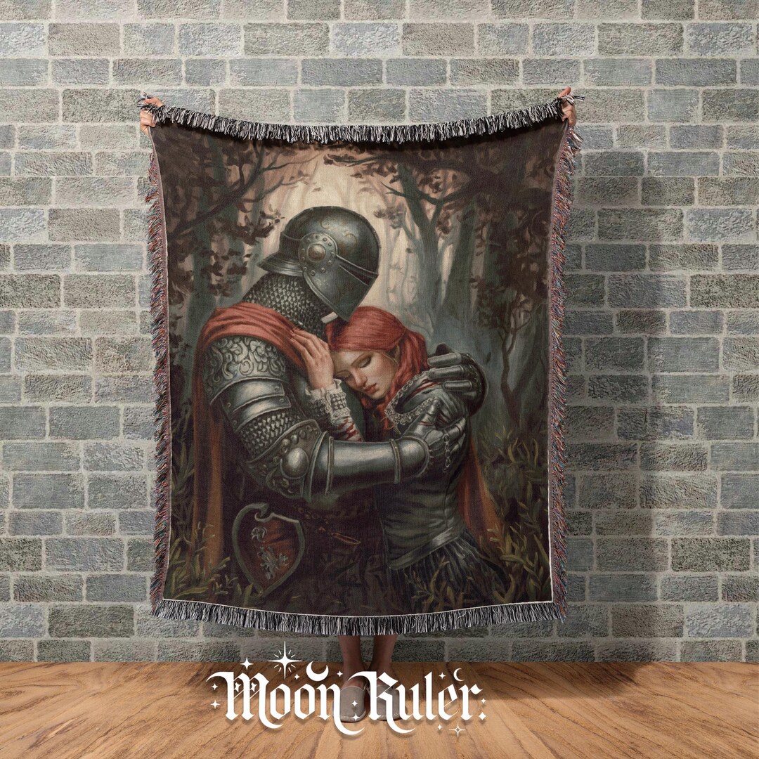 Medieval Knight and Maiden Blanket Romantic Fantasy Warrior Couple ...