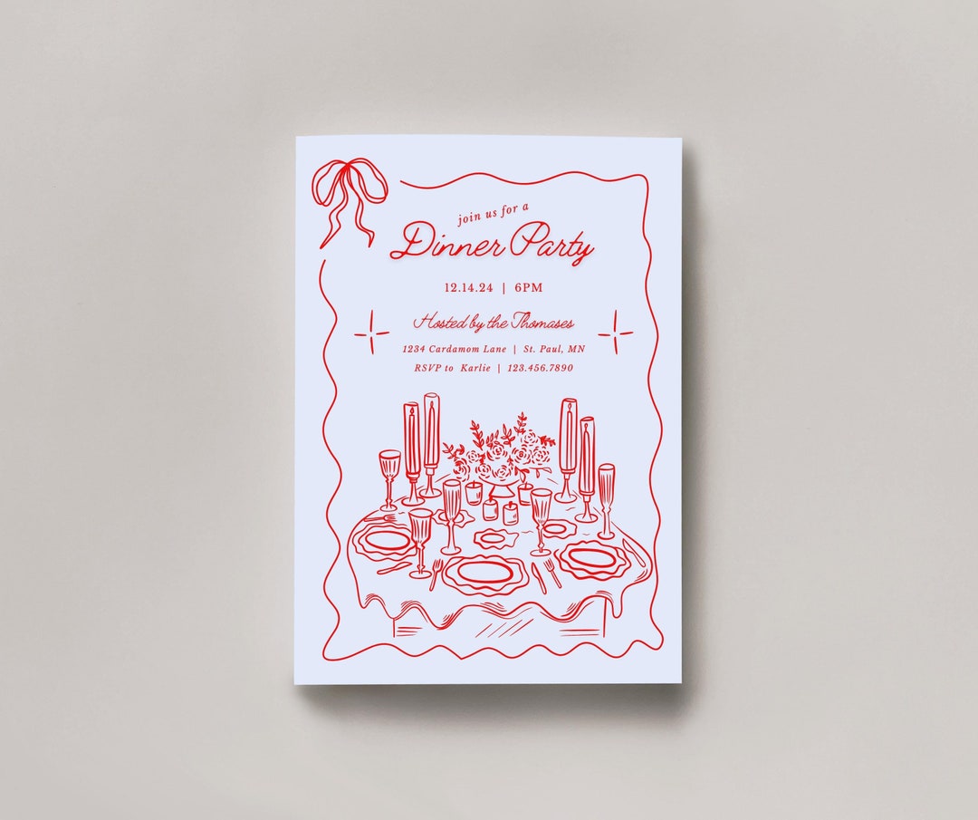 Customizable Christmas Party Invitation Template, Illustrated Nostalgic ...