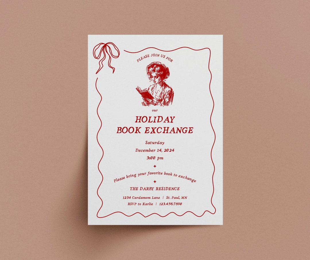 Customizable Book Exchange Invitation Template, Bookish Invitation ...