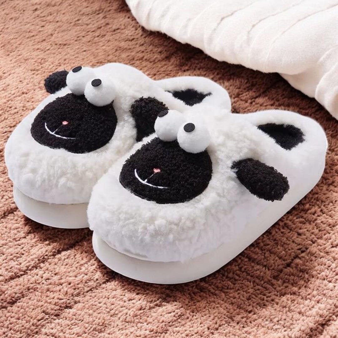Plush Cartoon Sheep Slippers for Women | Stylish Indoor Winter Footwear ...