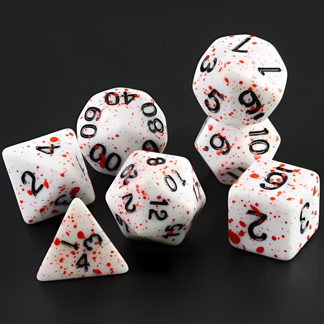 White Blood Splatter Dice, Dungeons and Dragons Dice Set, Dnd Dice Set ...