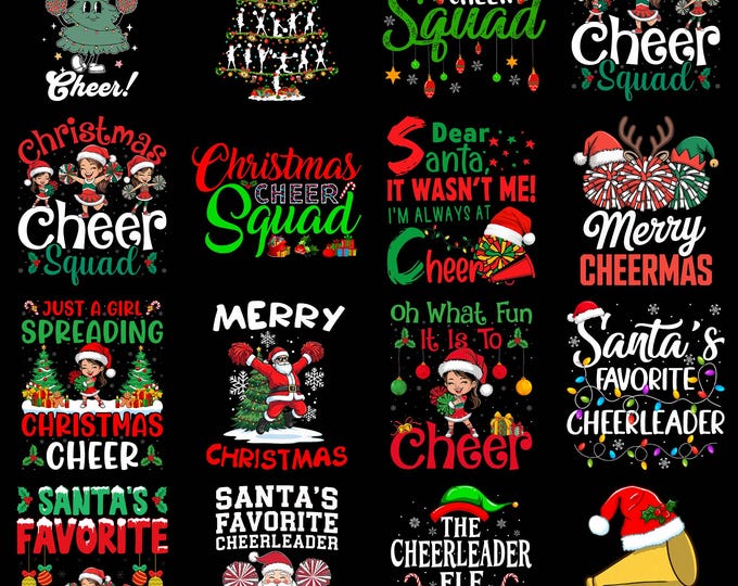 Cheerleading Christmas PNG Bundle, Cheer Squad Xmas PNG, Santa ...
