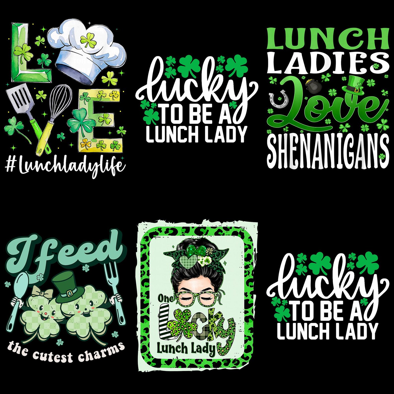 St Patrick’s Day Lunch Lady PNG Bundle, Lucky Lunch Lady Quotes ...