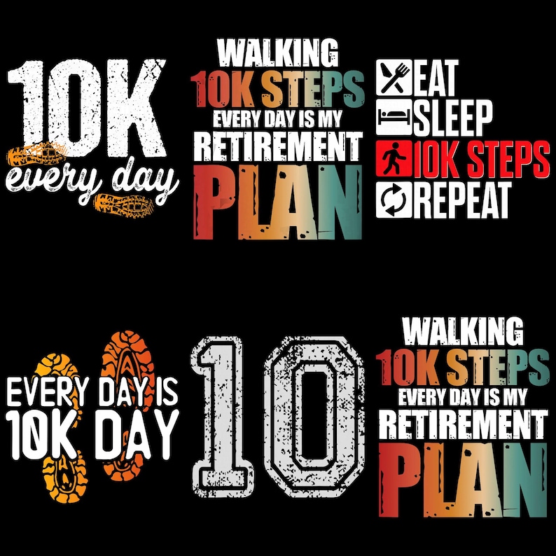 10K Steps PNG Bundle, Walking Every Day PNG, Fitness Motivation ...