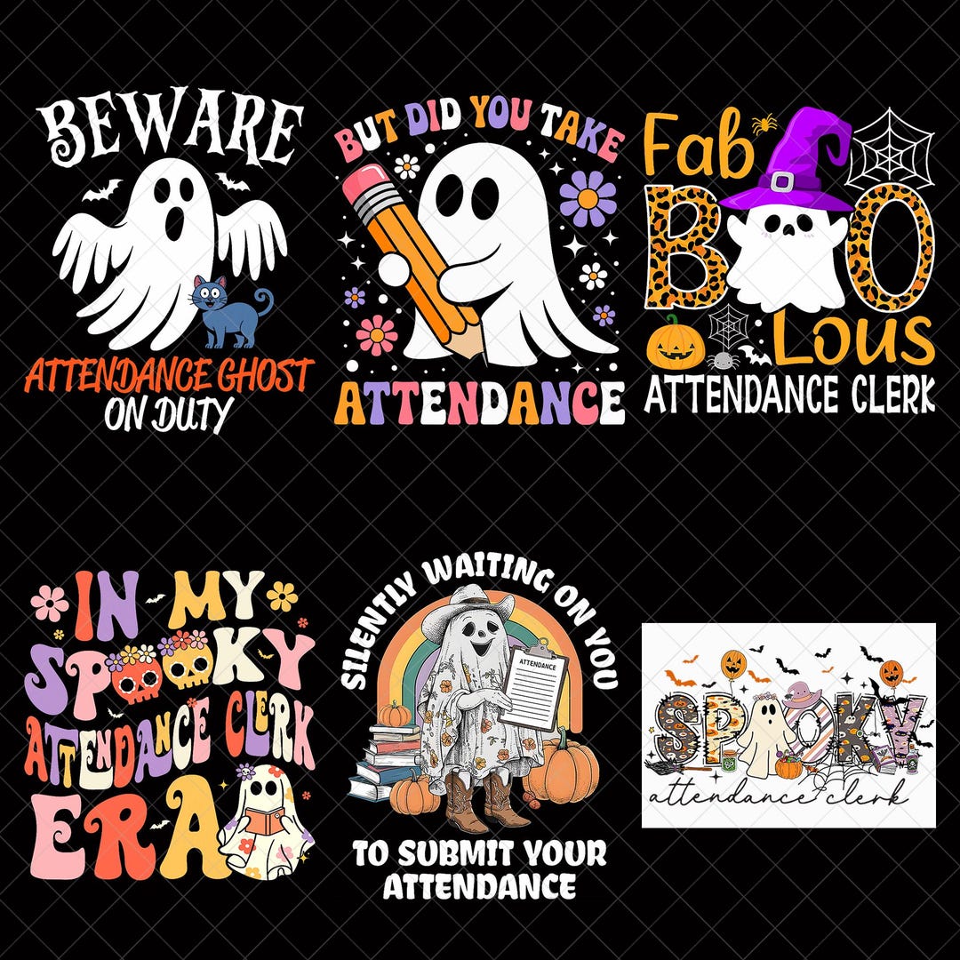 Spooky Attendance Clerk Ghost PNG, Halloween Teacher Attendance Shirt ...