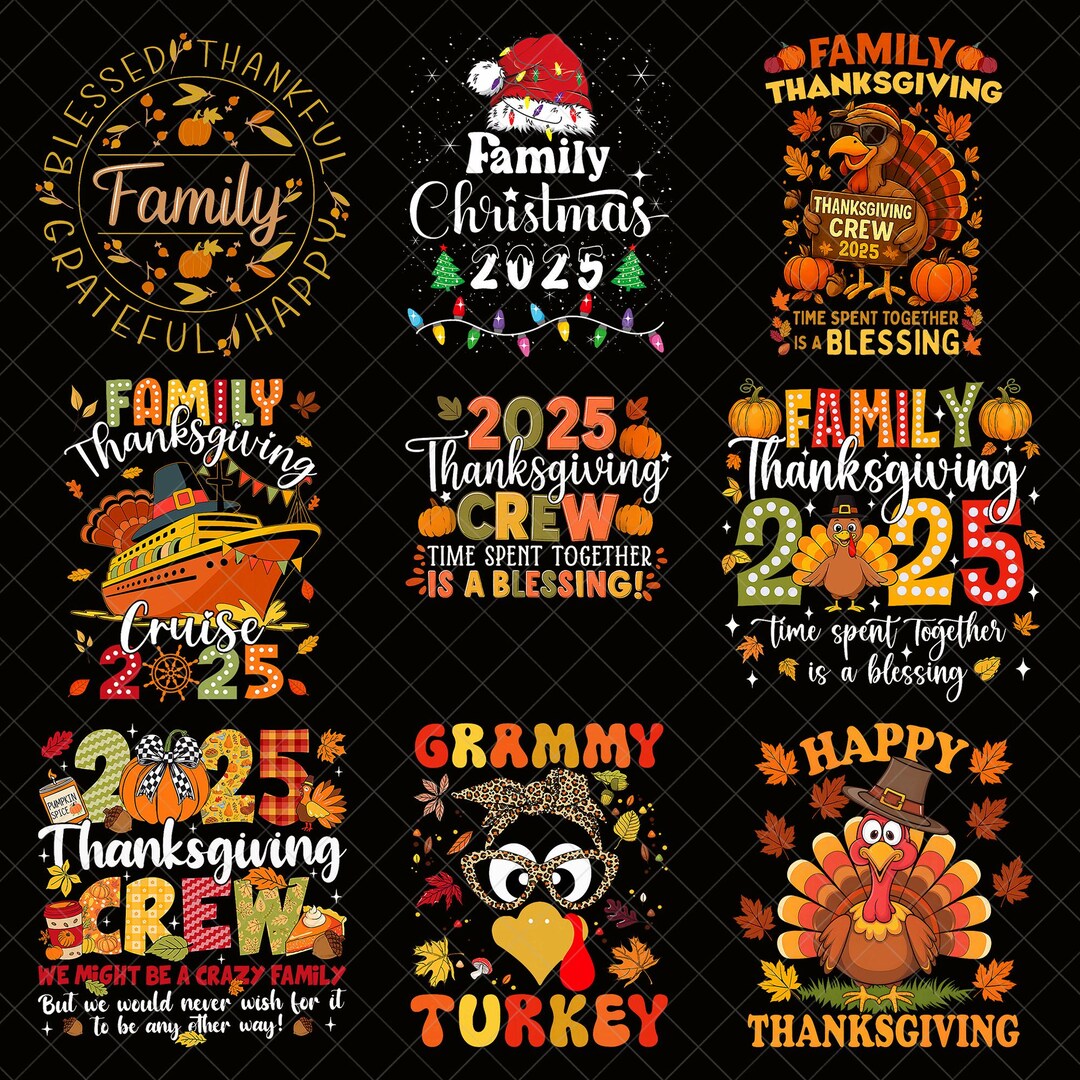 Family Thanksgiving 2025 PNG Bundle,funny Turkey Family Reunion ...