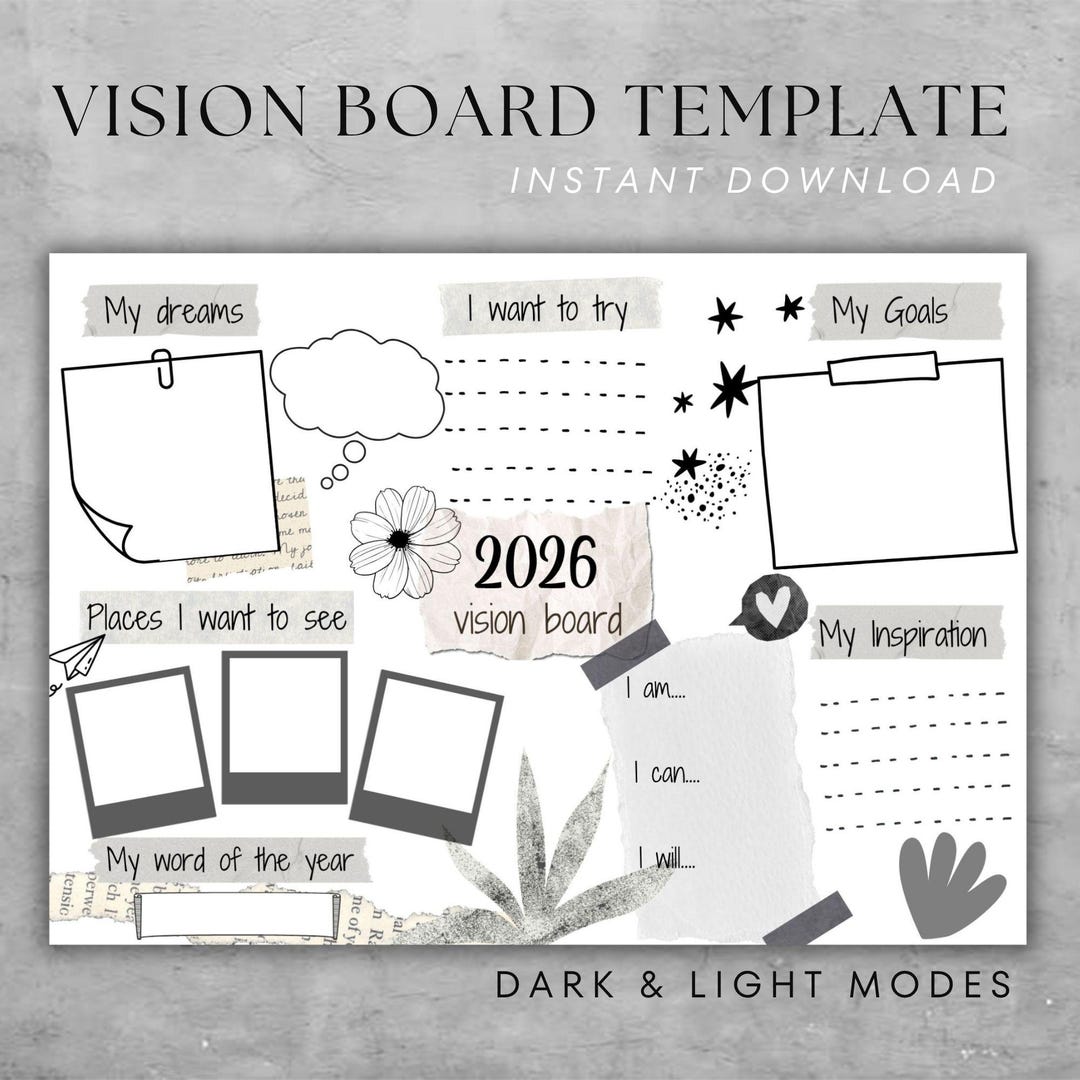 Vision Board Template for Students 2026 Printable Vision Board Kids ...