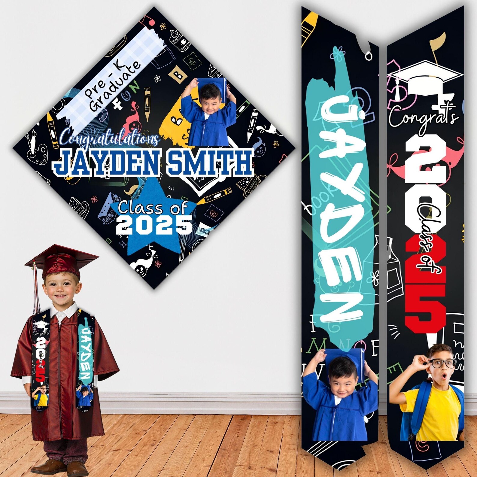 Kids Graduation Stole & Cap Template Kids Graduation Stole Children ...